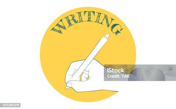 Icône De Signe De Main Lettres Décriture De Main Droite Avec Le Stylo