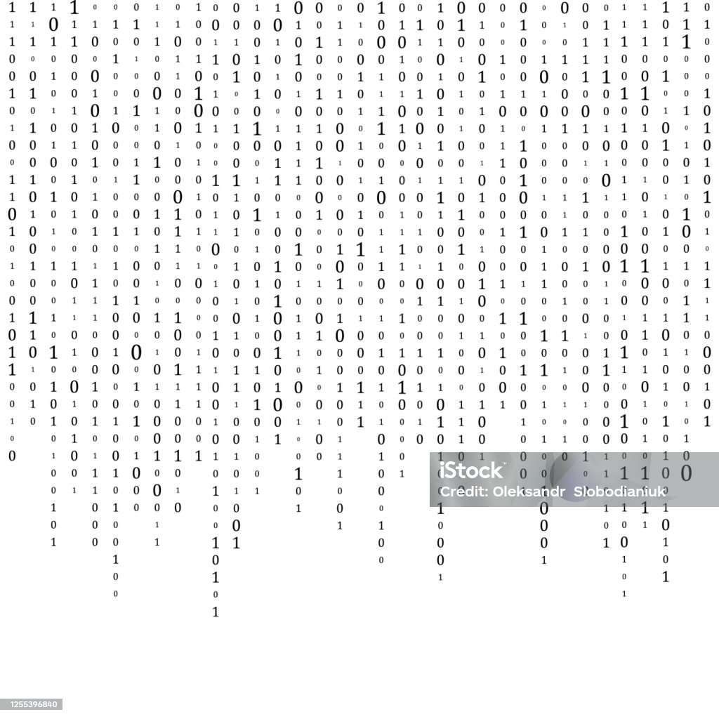 Binary Code Background Vector Black And White Background With Digits On