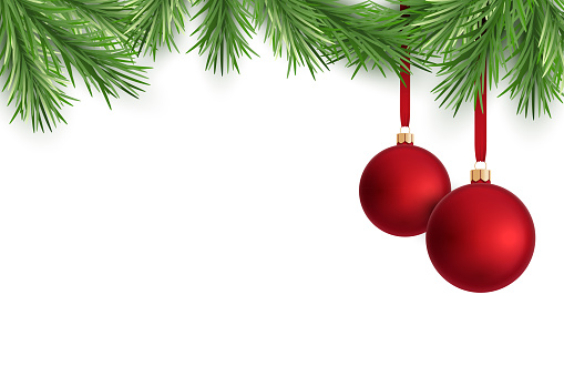 Branches Darbre De Noël Avec Des Boules Rouges De Noël Vecteurs Libres