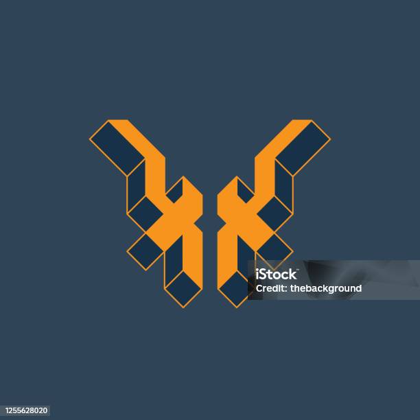 Xx Lambang Futuristik Monogram Atau Logotipe Font 3d Isometrik Untuk