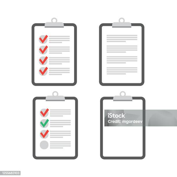 Papan Centang Clipboard Desain Datar Periksa Daftar Vektor Clipboard