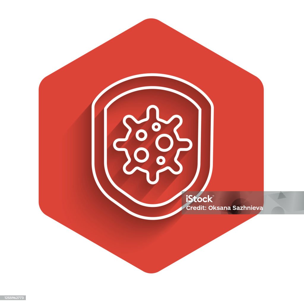Ilustración De Línea Blanca Escudo Protector De Virus Gérmenes Y