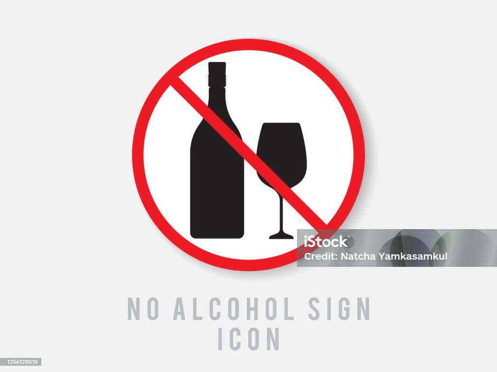 No Alcohol Sign Vector Strike Through Red Circle Icon For Symbol