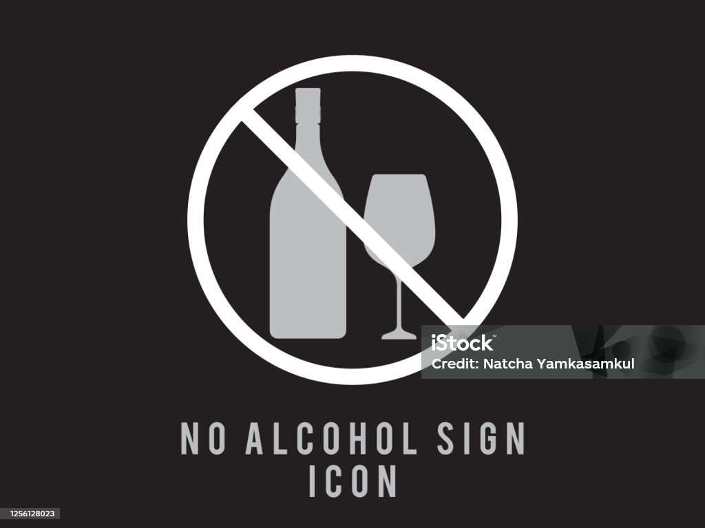 No Alcohol Sign Vector Strike Through Red Circle Icon For Symbol