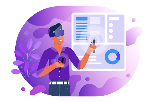 Orangorang Dalam Ilustrasi Vektor Realitas Virtual Karakter Pemain