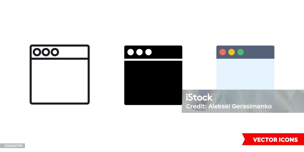 Ikon Browser Dari 3 Jenis Simbol Tanda Vektor Terisolasi Ilustrasi Stok