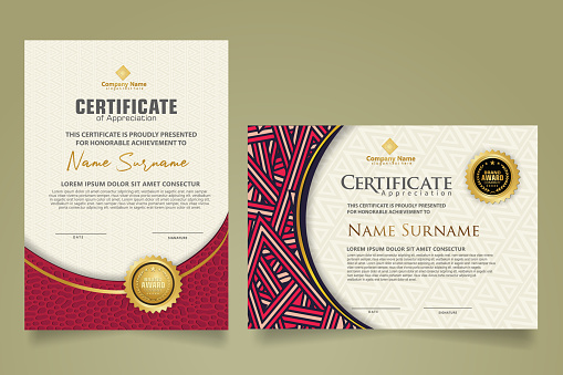 Définir Le Modèle De Certificat Vertical Et Horizontal Avec La Texture