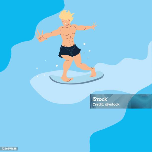 Conception De Vecteur De Surf De Dessin Animé Dhomme Vecteurs Libres De