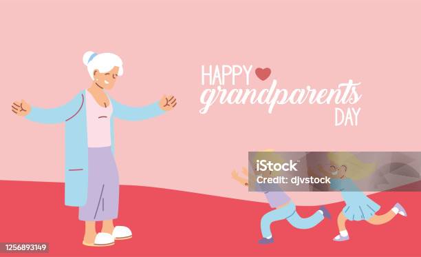 Nenek Dengan Cucu Dan Cucu Dari Kakeknenek Bahagia Hari Vektor Desain Ilustrasi Stok Unduh