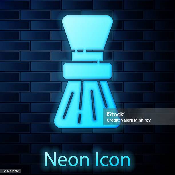 Ikon Sikat Cukur Neon Bersinar Terisolasi Pada Latar Belakang Dinding