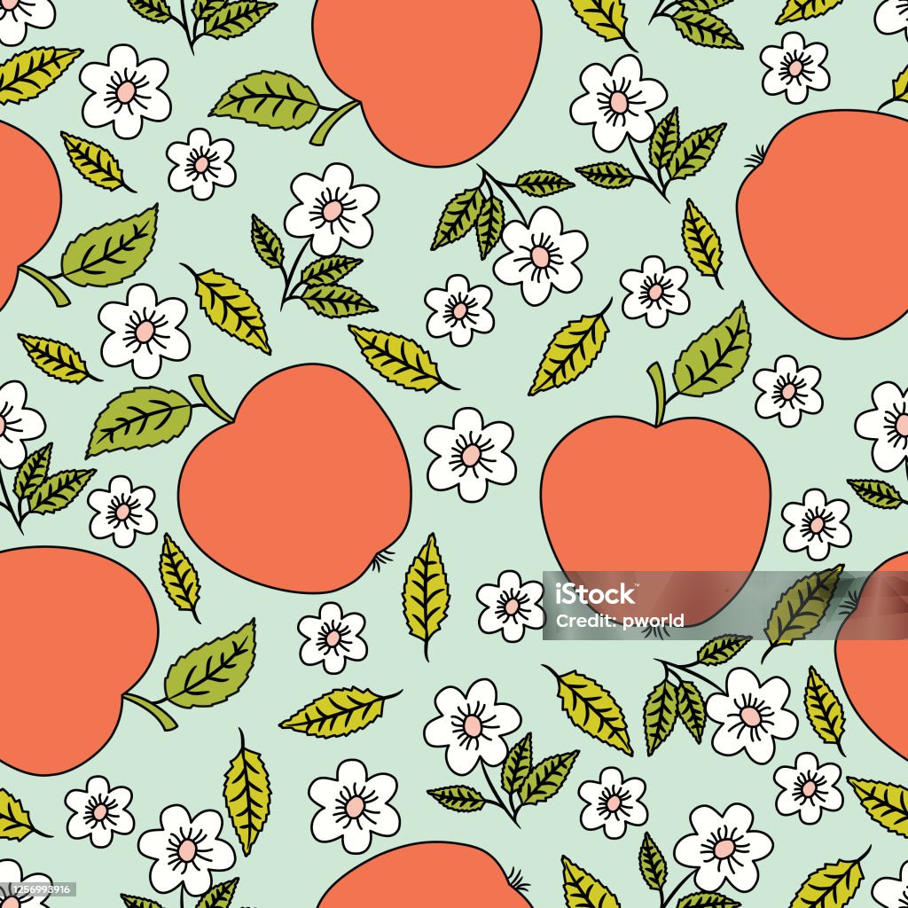 Apple Seamless Pattern Stock Illustration Download Image Now