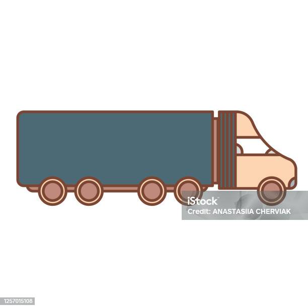 Ilustrasi Vektor Dengan Trailer Truk Dengan Gaya Datar Lorry Terisolasi