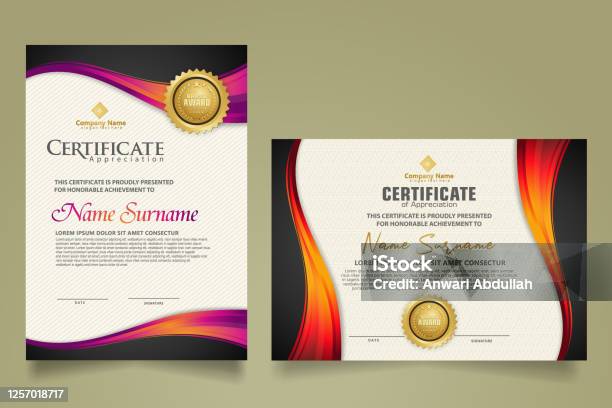 Atur Template Sertifikat Vertikal Dan Horizontal Dengan Ornamen Garis