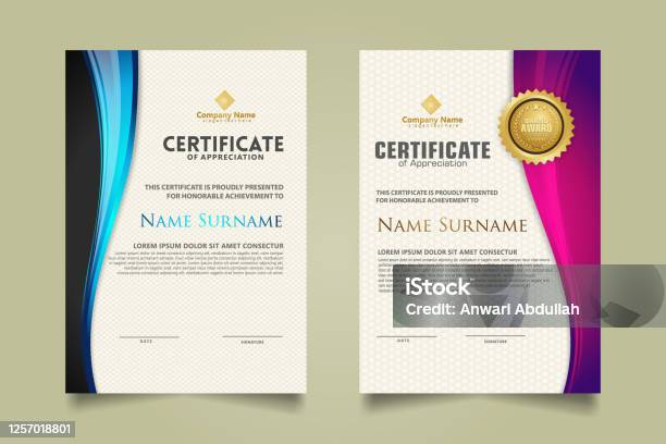 Atur Template Sertifikat Vertikal Dan Horizontal Dengan Ornamen Garis