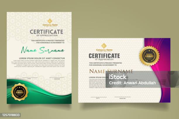 Atur Template Sertifikat Vertikal Dan Horizontal Dengan Ornamen Garis