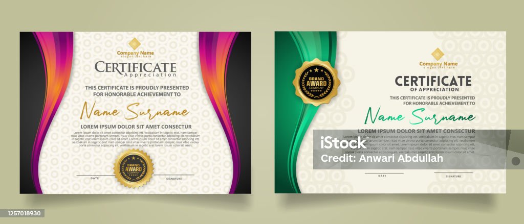 Atur Template Sertifikat Vertikal Dan Horizontal Dengan Ornamen Garis