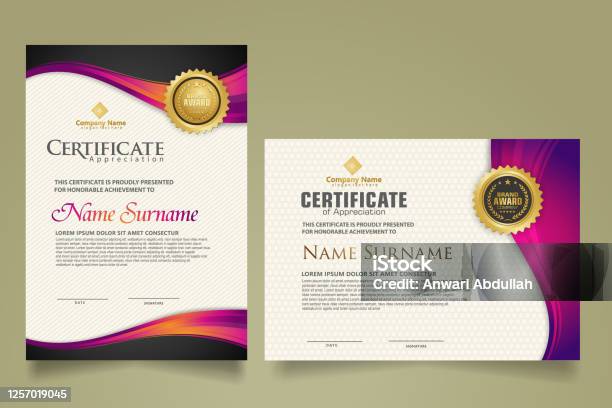 Atur Template Sertifikat Vertikal Dan Horizontal Dengan Ornamen Garis