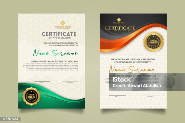 Atur Template Sertifikat Vertikal Dan Horizontal Dengan Ornamen Garis