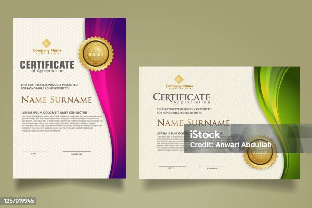 Atur Template Sertifikat Vertikal Dan Horizontal Dengan Ornamen Garis