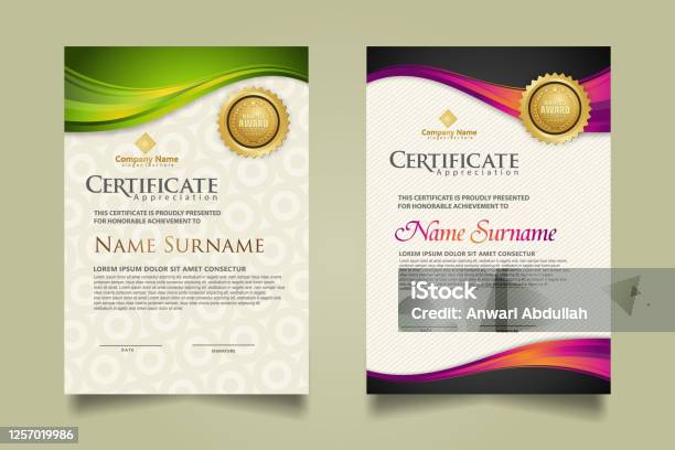 Atur Template Sertifikat Vertikal Dan Horizontal Dengan Ornamen Garis