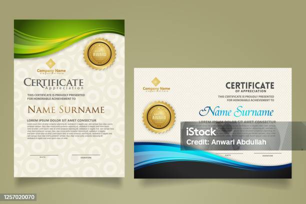 Atur Template Sertifikat Vertikal Dan Horizontal Dengan Ornamen Garis