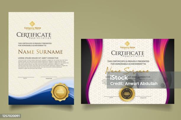 Atur Template Sertifikat Vertikal Dan Horizontal Dengan Ornamen Garis