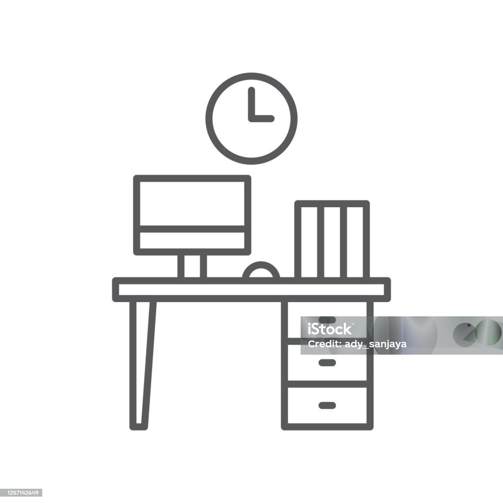 Office Workspace Desk Vector Icon Symbol Workspace Isolated On White ... Office Workspace Desk Vector Icon Symbol Workspace Isolated On White ...