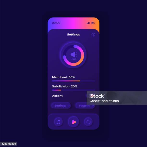 Metronome Parameters Smartphone Interface Vector Template Mobile App