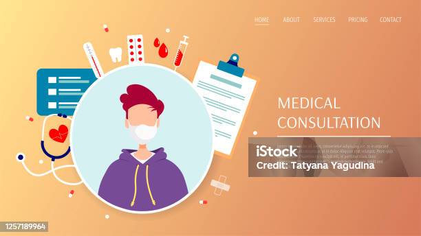 Desain Halaman Web Dengan Pria Bertopeng Dan Barangbarang Medis ... Desain Halaman Web Dengan Pria Bertopeng Dan Barangbarang Medis ...