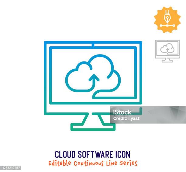 Perangkat Lunak Cloud Continuous Line Garis Stroke Yang Dapat Diedit