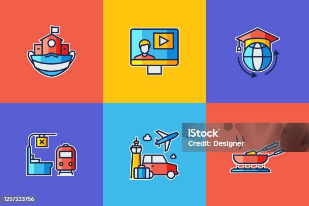 Konsep New Normal Ikon Garis Datar Ilustrasi Simbol Vektor Kerangka