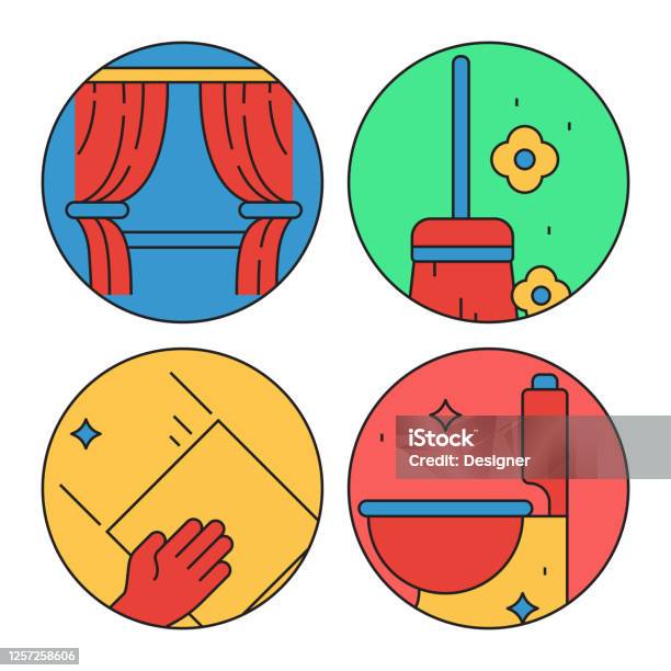 Konsep New Normal Ikon Garis Datar Ilustrasi Simbol Vektor Kerangka