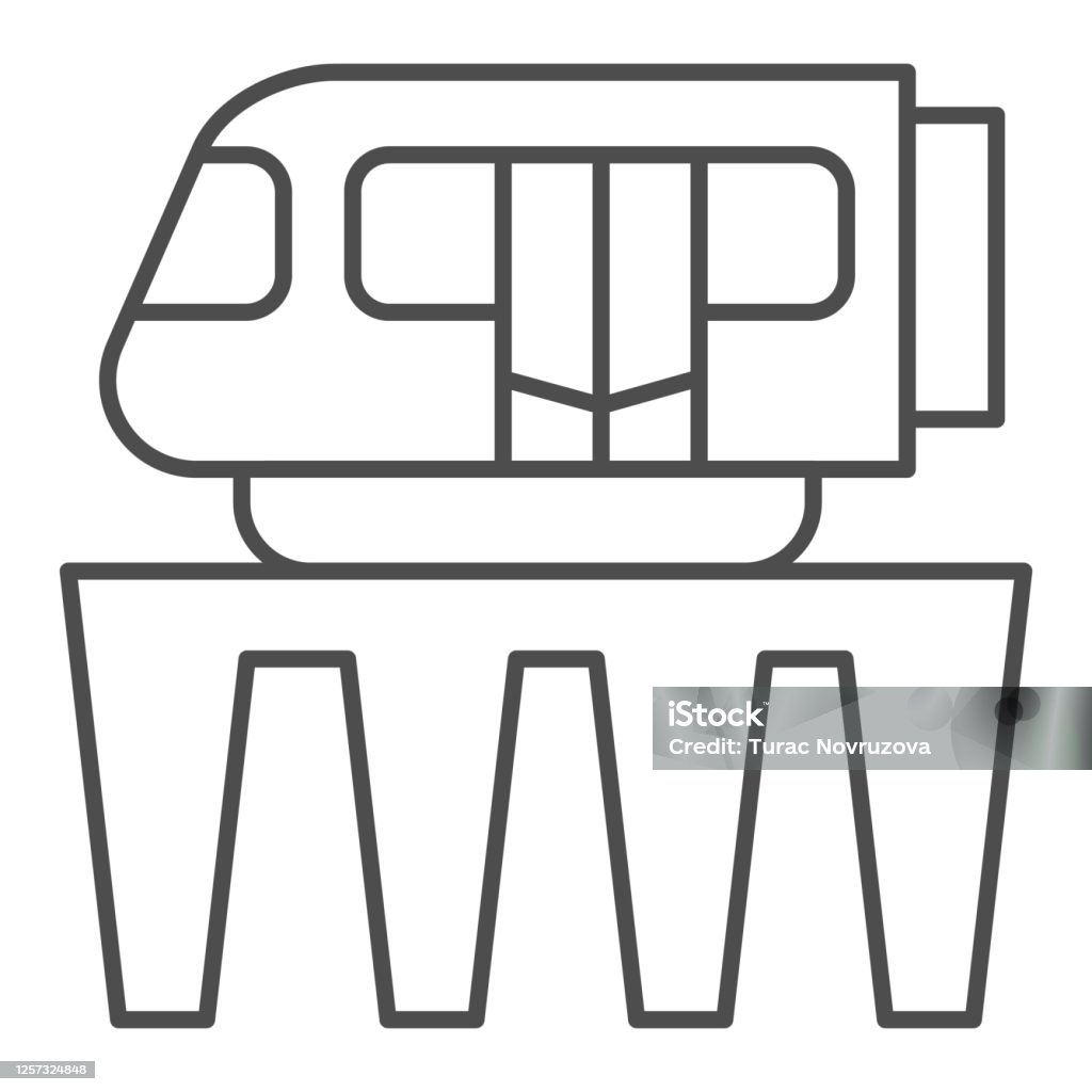 Monorail Zug Dünne Linie Symbol Öpnvkonzept Monorail Ubahnschild Auf ... Monorail Zug Dünne Linie Symbol Öpnvkonzept Monorail Ubahnschild Auf ...
