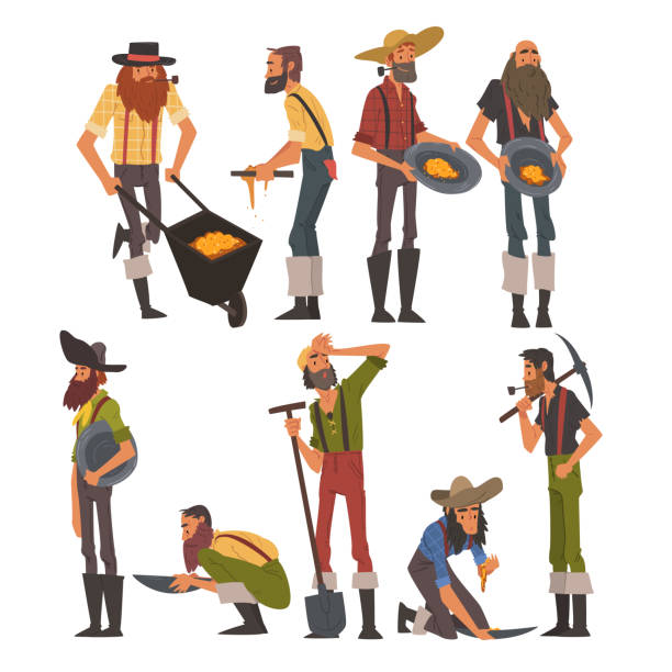 Imagen De Masculino Prospectors Personajes Set Mineros De Oro Barbudo
