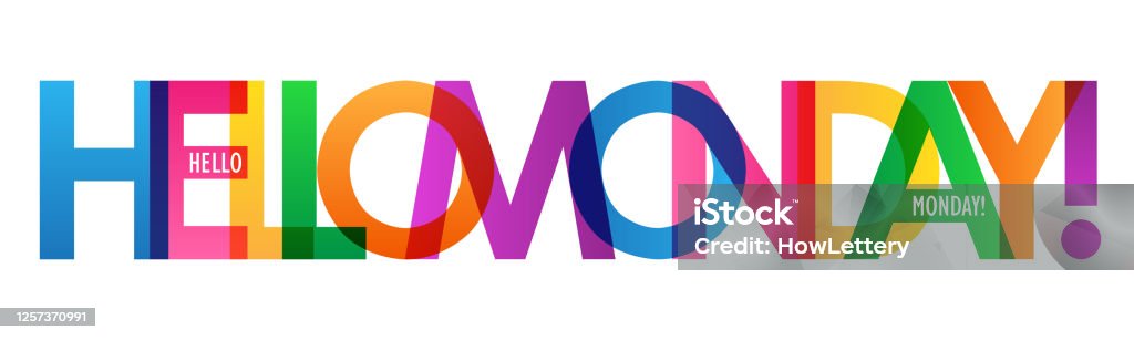 Hello Monday Colorful Typography Banner Stock Illustration Download