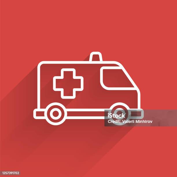 Ligne Blanche Ambulance Et Icône De Voiture Durgence Isolée Avec Une