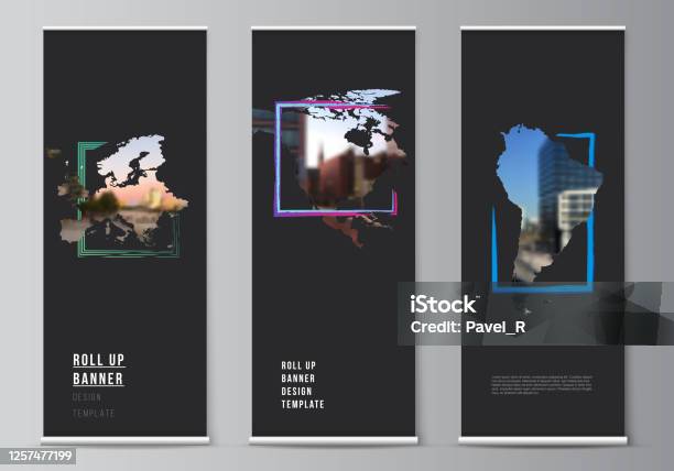 Tata Letak Vektor Dari Roll Up Mockup Template Untuk Selebaran Vertikal