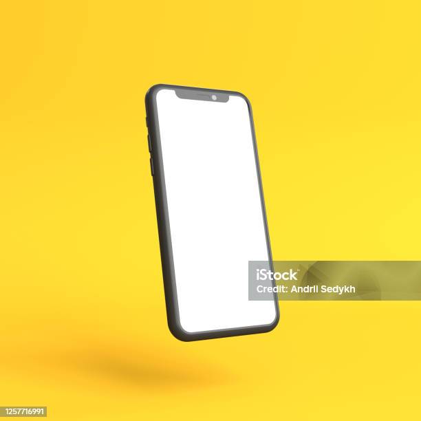 Mockup Smartphone Dengan Layar Putih Kosong Pada Latar Belakang Kuning