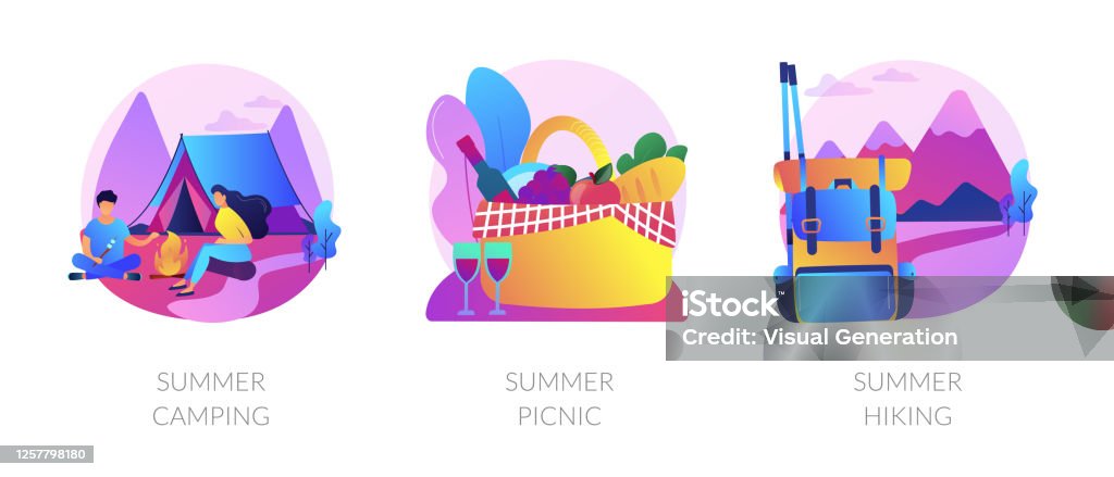 Summer Weekend Activities Vector Concept Metaphors Stock Illustration