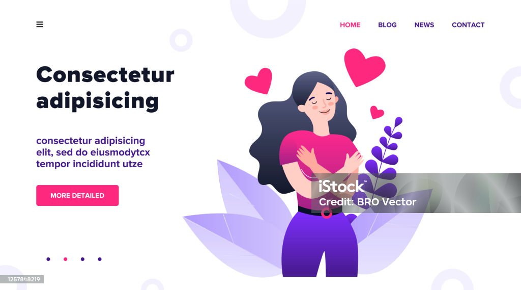 Happy Woman Hugging Herself Stock Illustration Download Image Now