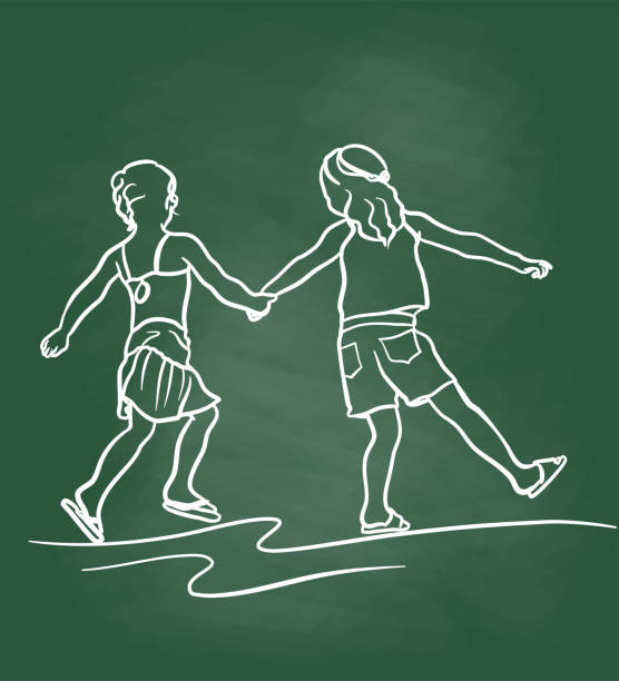160 Two Friends Holding Hands Drawing Stock Illustrations Royalty