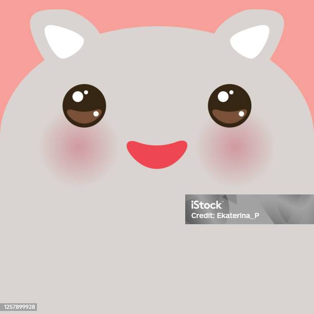 Lucu Kartun Kawaii Lucu Beruang Abuabu Moncong Dengan Pipi Merah Muda