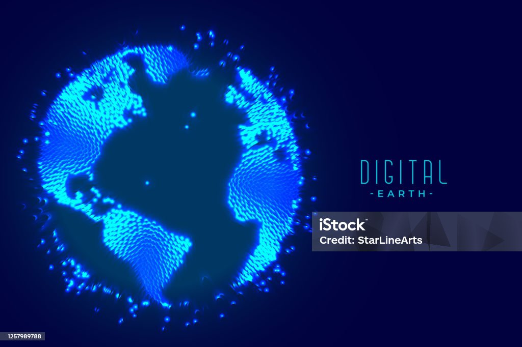 Partikel Digital Bersinar Latar Belakang Teknologi Planet Bumi ... Partikel Digital Bersinar Latar Belakang Teknologi Planet Bumi ...
