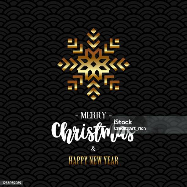 Kartu Pos Selamat Natal Dan Tahun Baru Dengan Kepingan Salju Emas Di