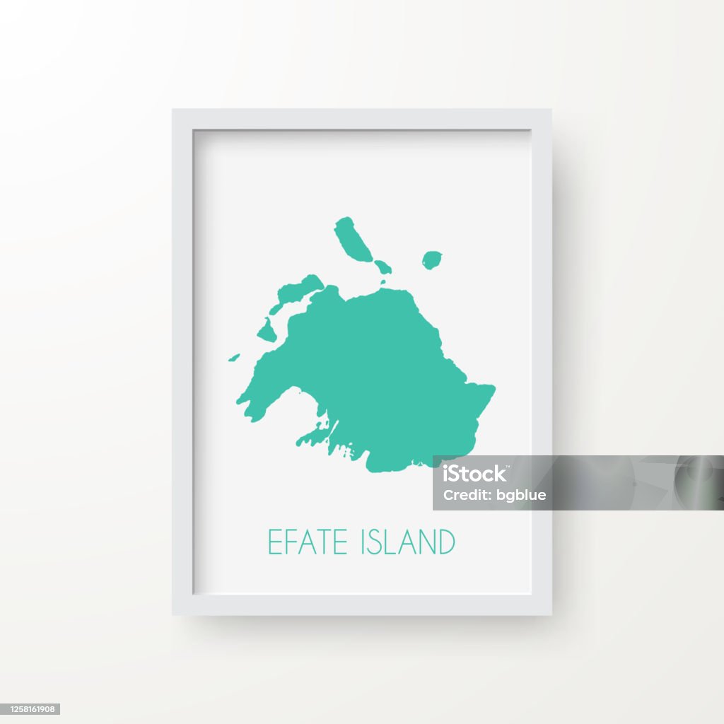 Efate Island Map In A Frame On White Background Stock Illustration