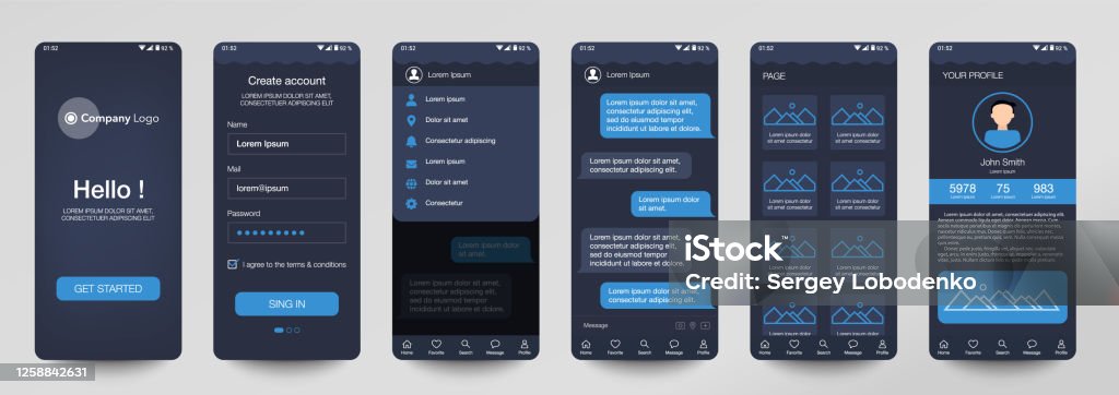Desain Aplikasi Seluler Ruang Obrolan Ui Ux Gui Set Layar Pendaftaran ... Desain Aplikasi Seluler Ruang Obrolan Ui Ux Gui Set Layar Pendaftaran ...