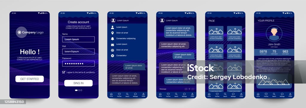 Desain Aplikasi Seluler Ruang Obrolan Ui Ux Gui Set Layar Pendaftaran ... Desain Aplikasi Seluler Ruang Obrolan Ui Ux Gui Set Layar Pendaftaran ...