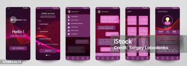 Desain Aplikasi Seluler Ui Ux Gui Set Layar Pendaftaran Pengguna Dengan