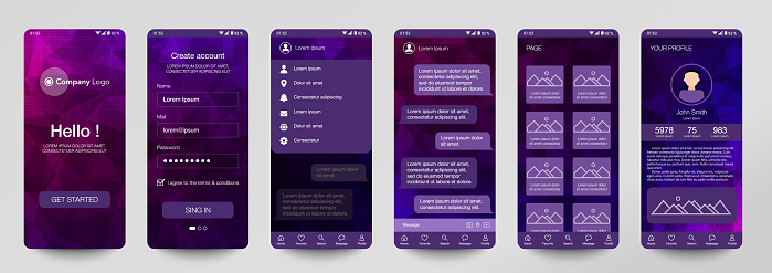 Desain Aplikasi Seluler Ui Ux Gui Set Layar Pendaftaran Pengguna Dengan