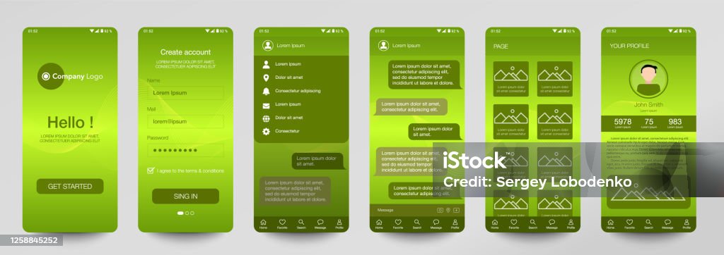 Desain Aplikasi Seluler Ui Ux Gui Set Layar Pendaftaran Pengguna Dengan